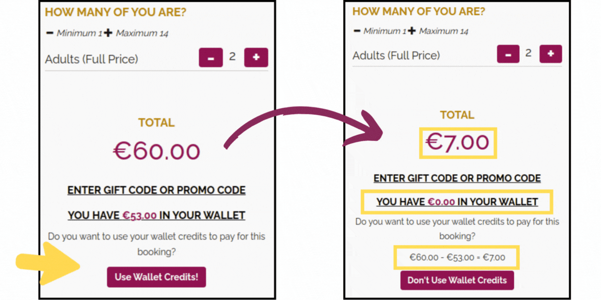 Manage your Winedering's Wallet
